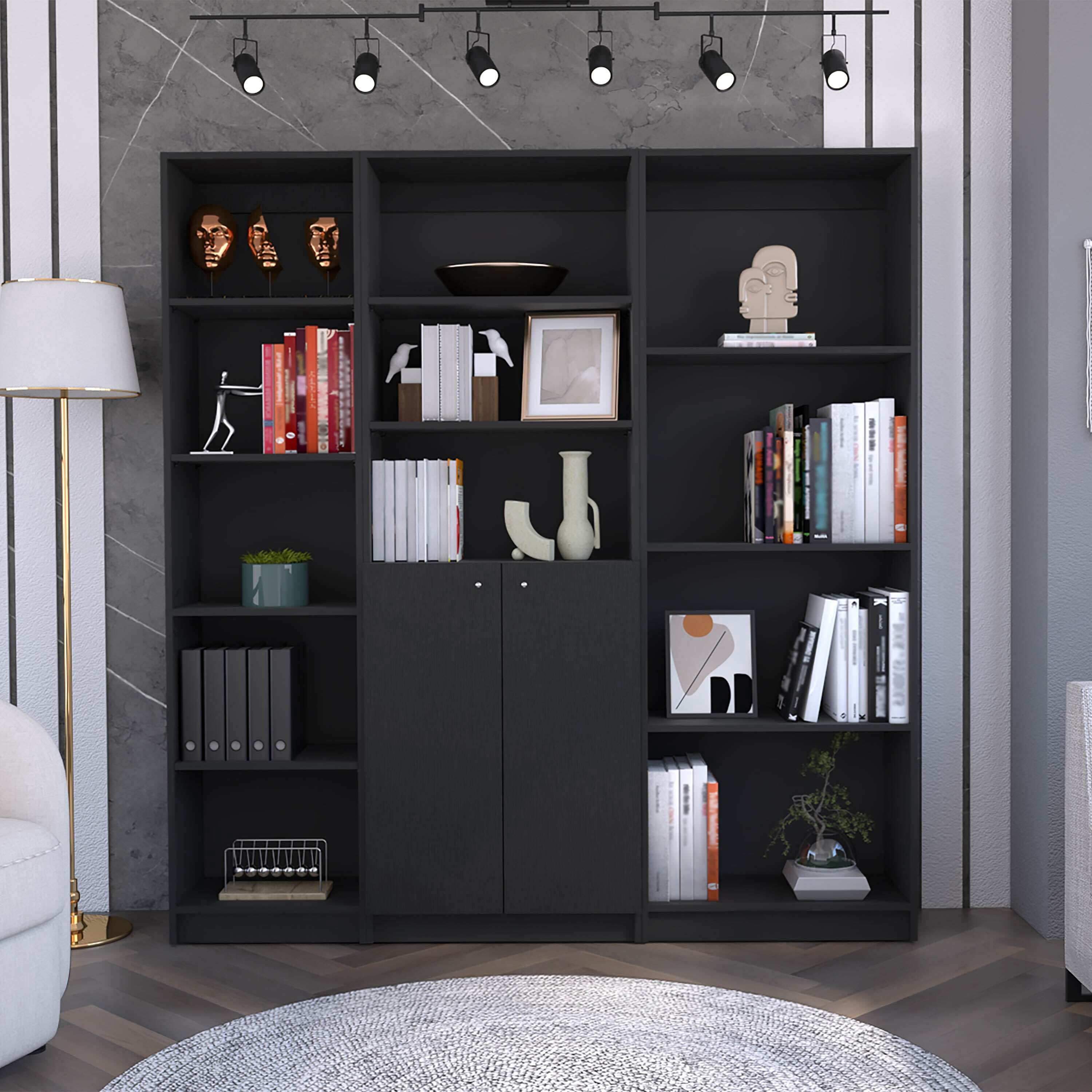 Display Shelves, Wenge 3 Piece Living Room Set with 3 Bookcases, Wenge ...