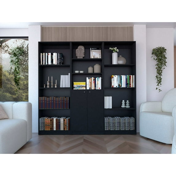 Display Shelves, Wenge 3 Piece Living Room Set with 3 Bookcases, Wenge ...