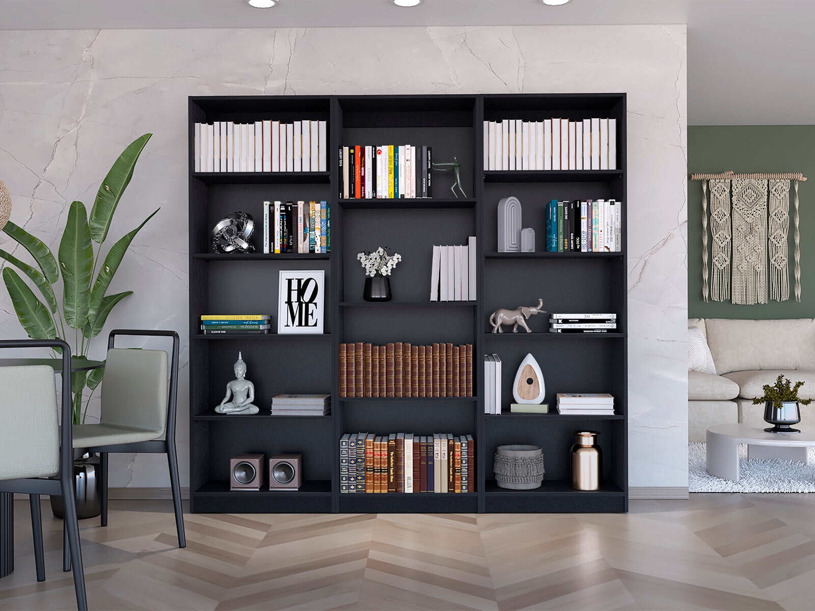 Display Shelves, Wenge 3 Piece Living Room Set with 3 Bookcases, Wenge ...