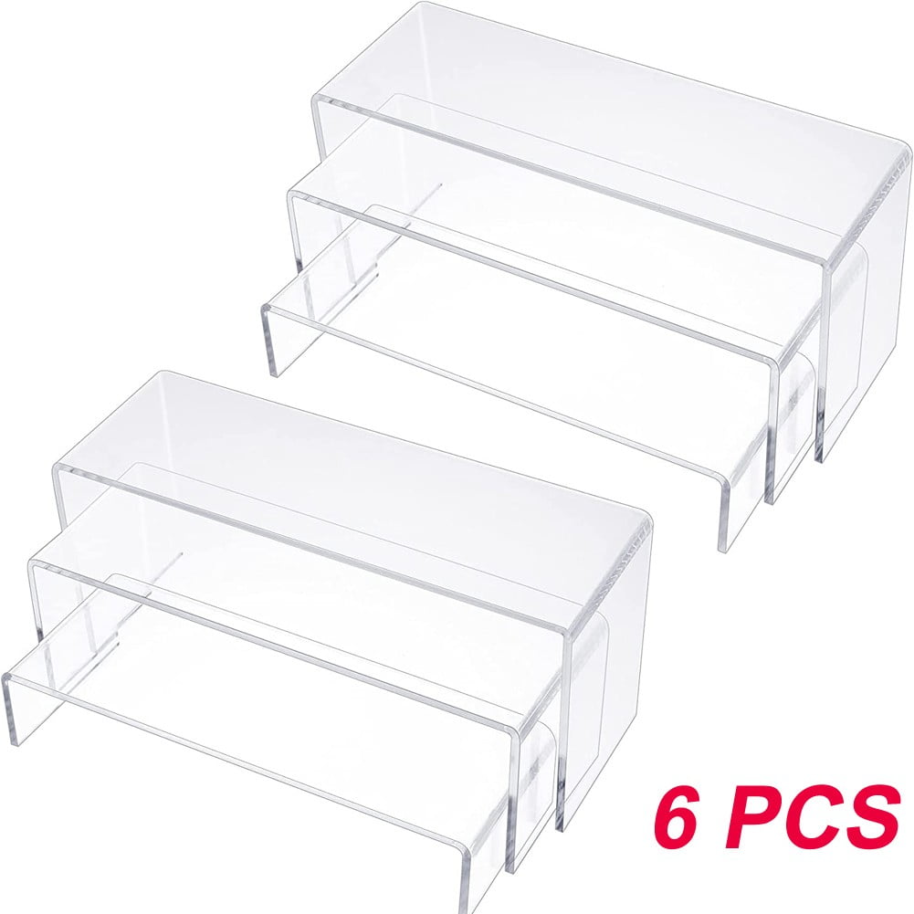 Display Stand Shelf Holder Rectangle Risers Transparent Trophies ...