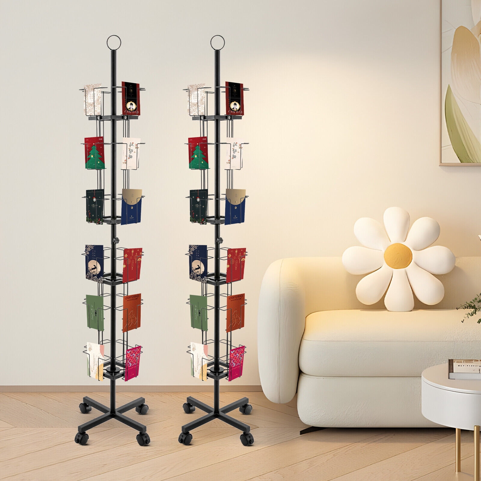 Display Stand Spinning, Pocket Rotating Holder 6 Tiers 2 Pcs Black Iron ...
