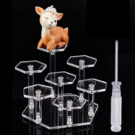 7-Tier Clear Acrylic Display Stand with Hexagon Base for Collectibles ...