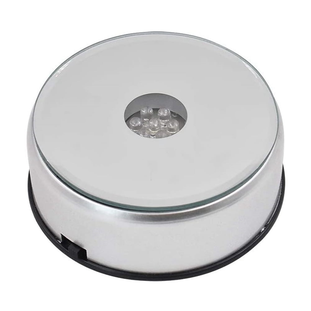 Display Turntable Base for Crystals Glass Art,LED Colored Rotating Crystal Display Base Stand ...