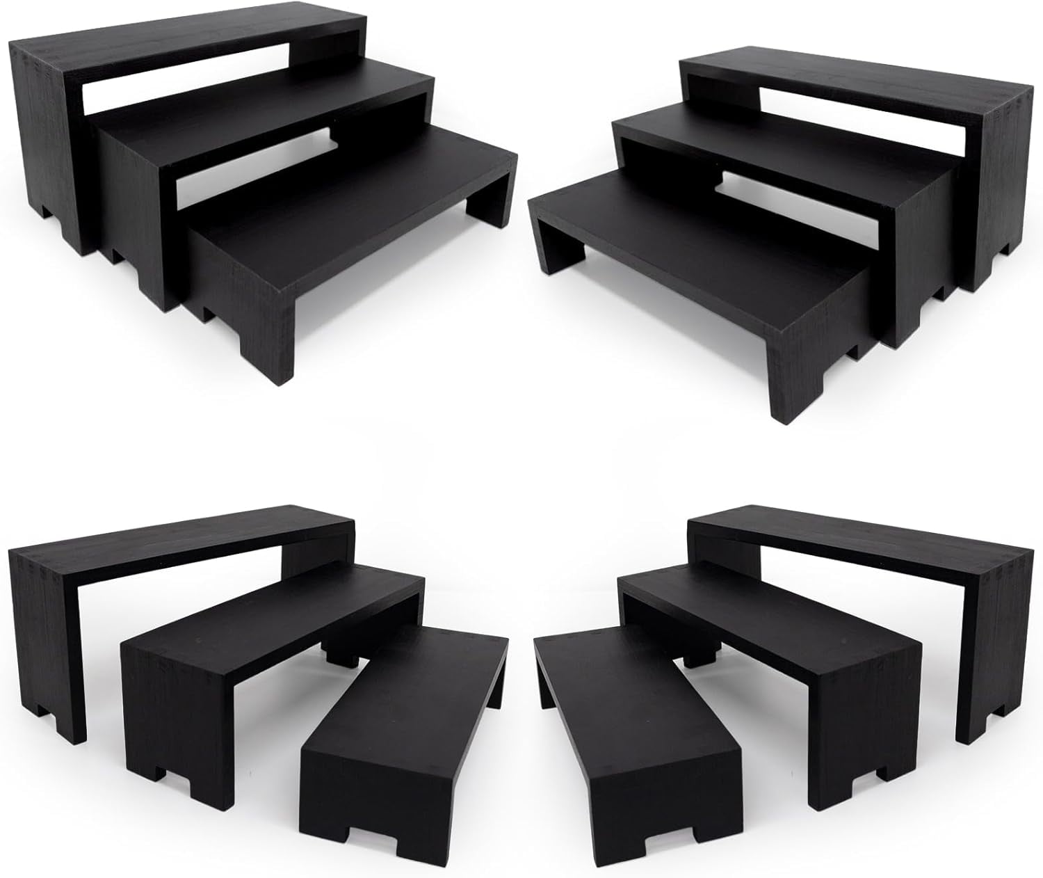 Display Wood Risers Wooden Stand 3 Tier 4 Set 12 Pieces Wood Racks ...