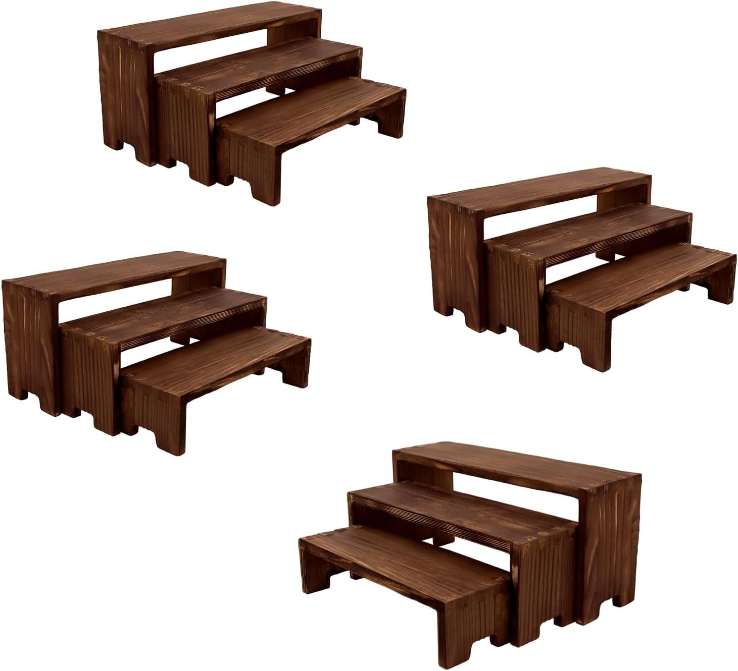 Display Wood Risers Wooden Stand 3 Tier 4 Set 12 Pieces Wooden Stands ...