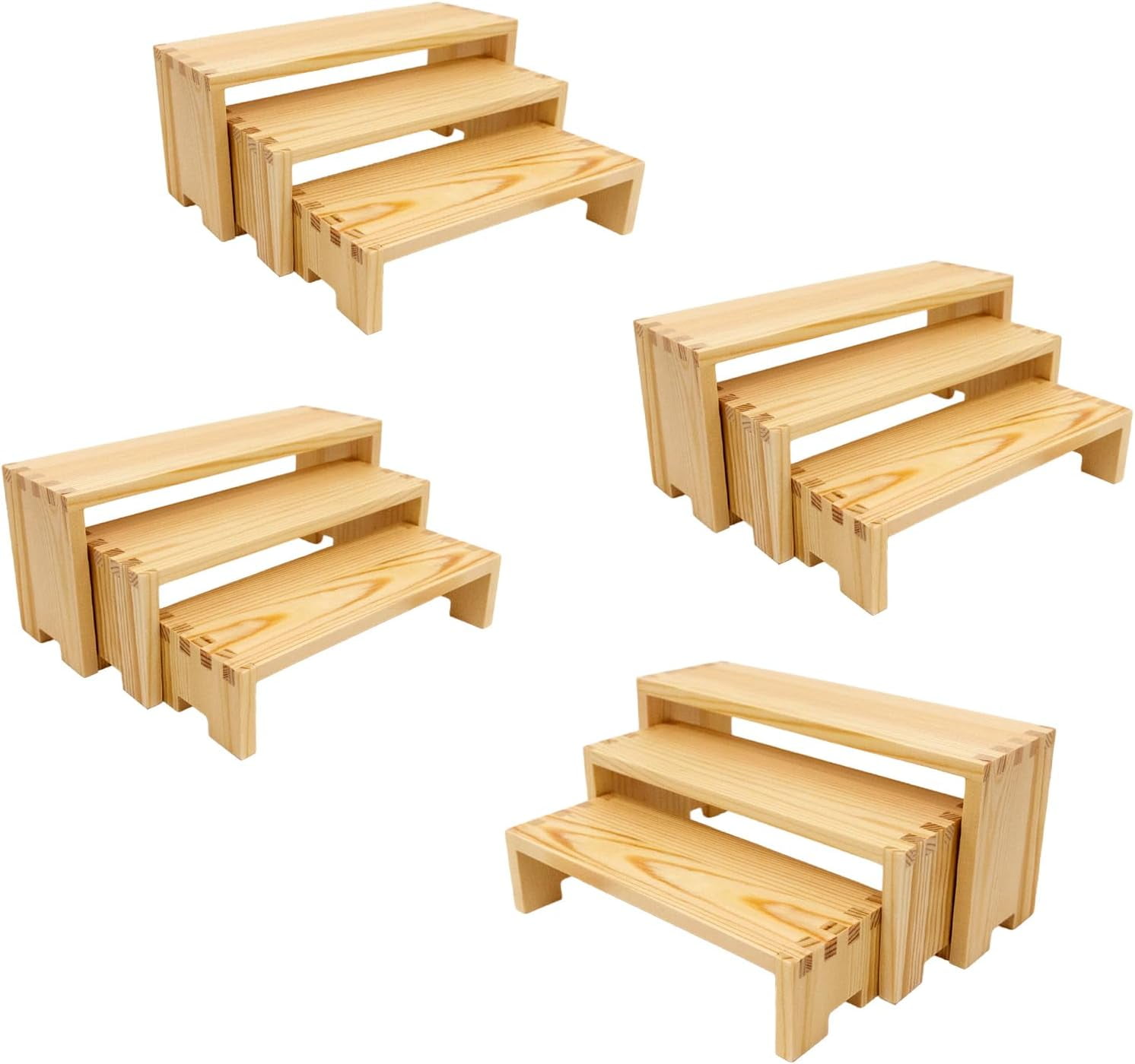 Display Wood Risers Wooden Stand 3 Tier 4 Set 12 Pieces Wooden Stands ...