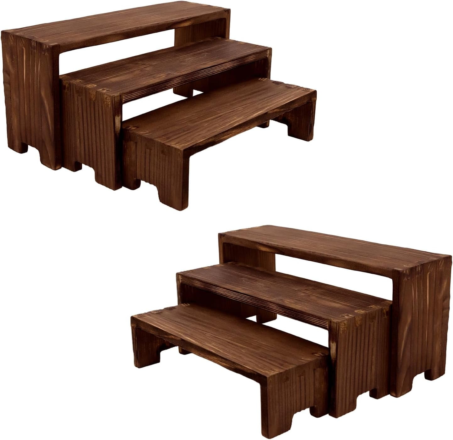 Display Wood Risers Wooden Stand 3 Tier Wood Racks Decorative ...