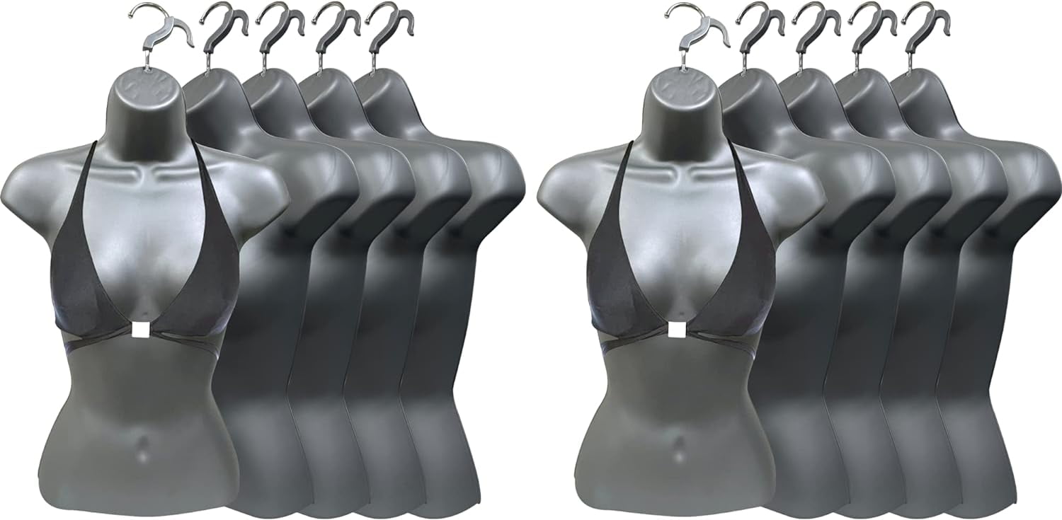 DisplayTown 10 Pack Gray Female Mannequin Injection Form Half Rounded ...