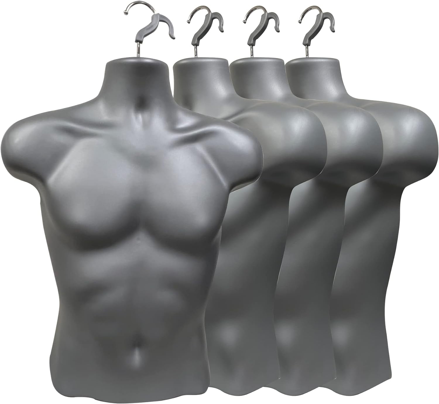 DisplayTown 4 Pack Gray Male Mannequin Injection Form Half Rounded ...
