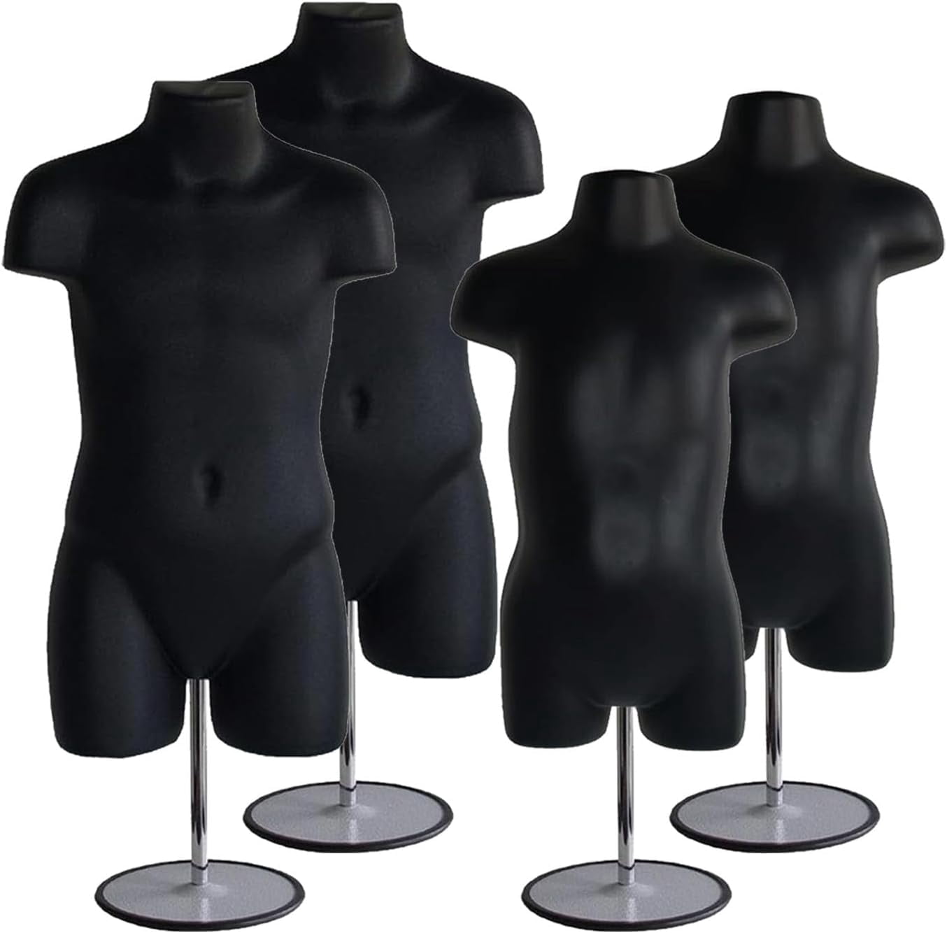 DisplayTown Black Child + Black Toddler Hollow Back Mannequin Torso Set ...