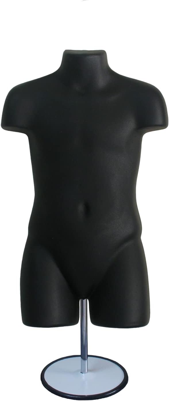 DisplayTown Black Child Mannequin Torso, Dress Form Hollow Back Child ...