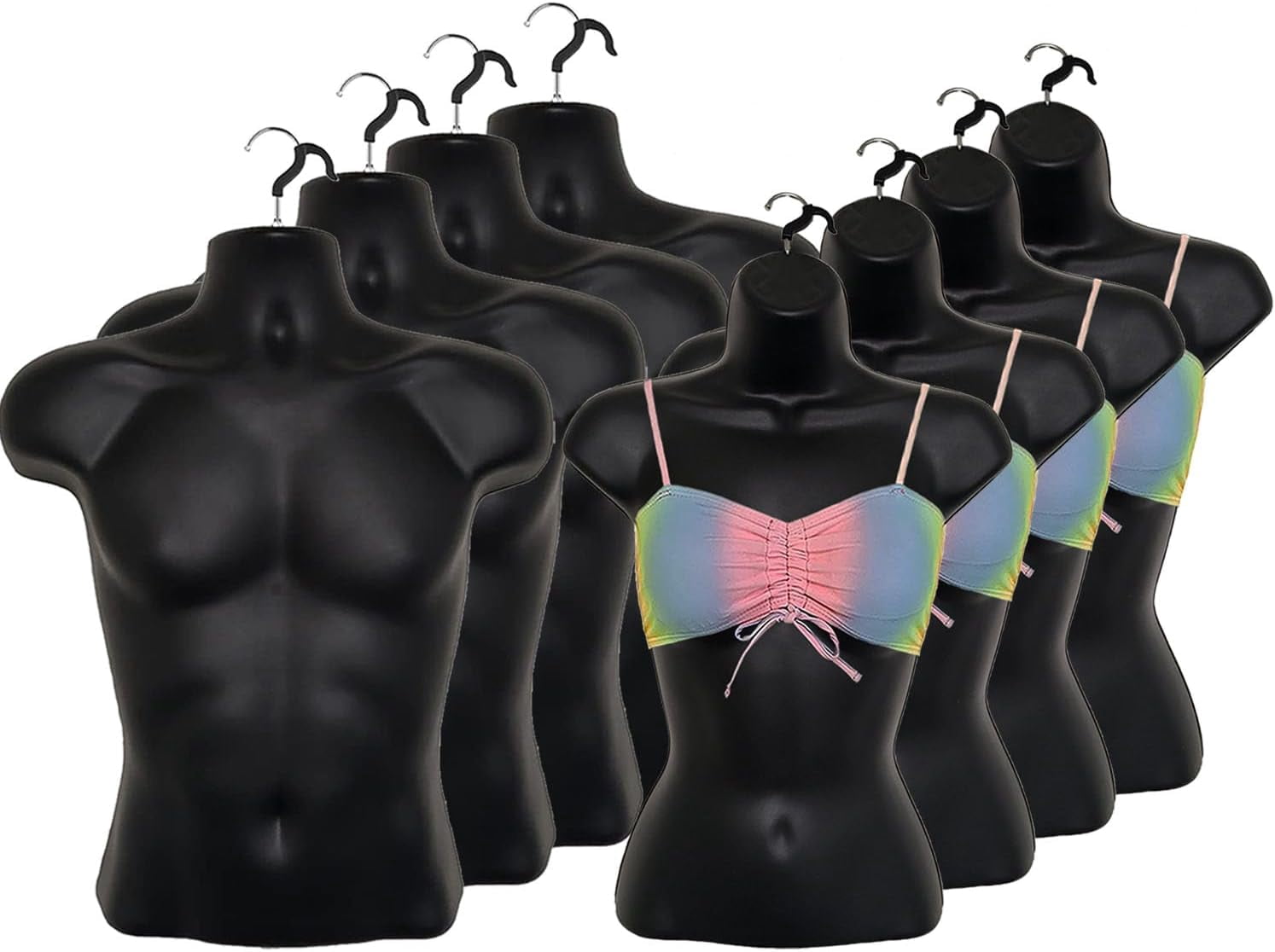 DisplayTown Black Male + Black Female Mannequin Injection Forms Half ...