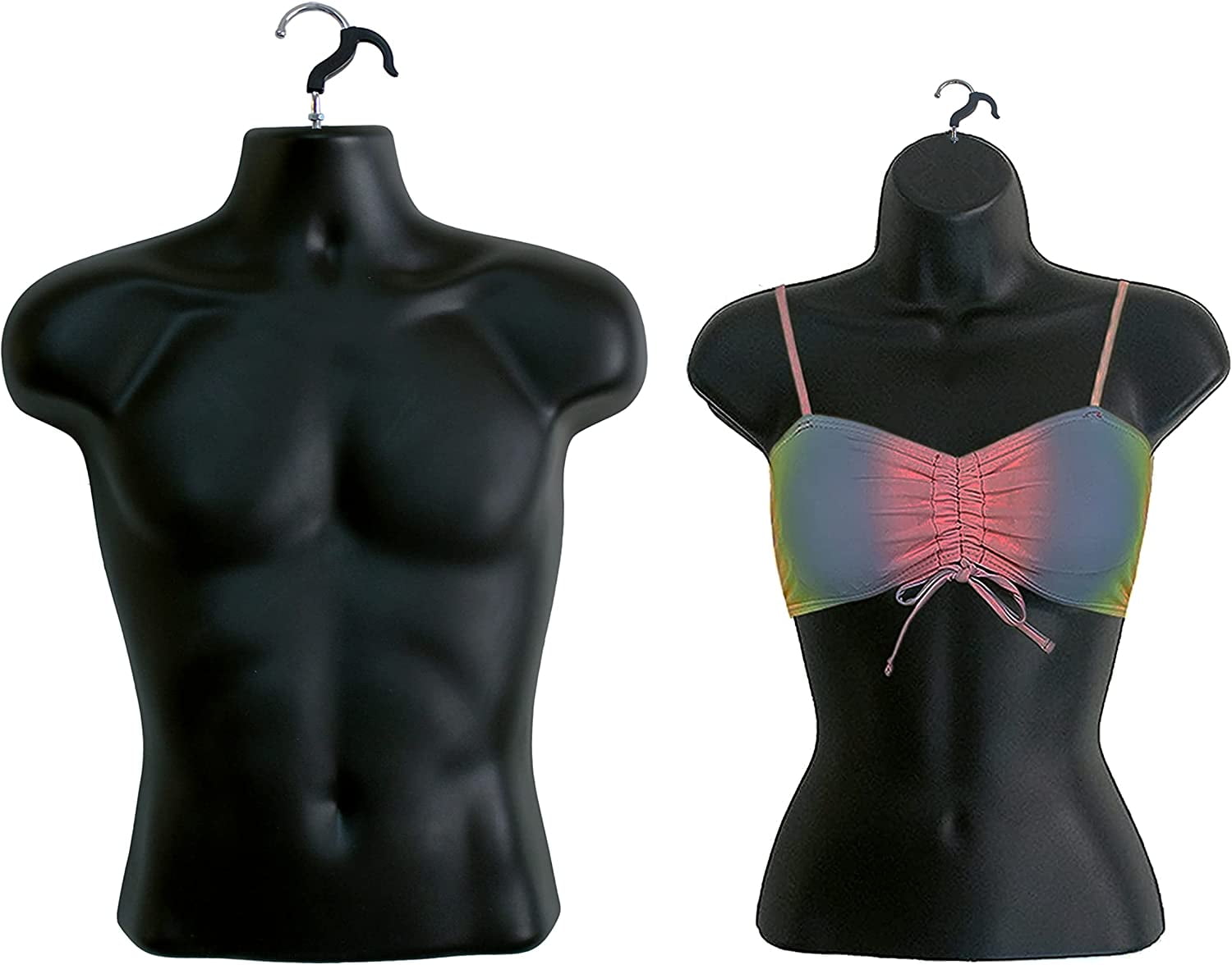 DisplayTown Black Male + Black Female Mannequin Injection Forms Half ...