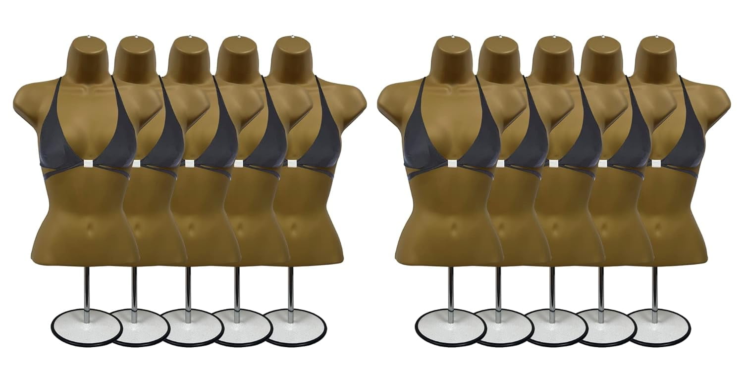 DisplayTown Bronze Female Mannequin Torso with Stand Dress Form Tshirt ...