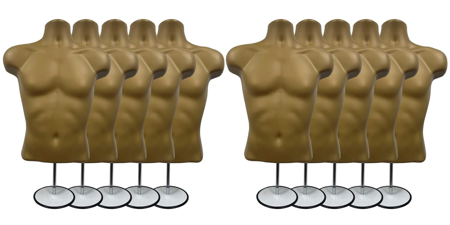 DisplayTown Bronze Male Mannequin Long Torso with Stand Dress Form ...