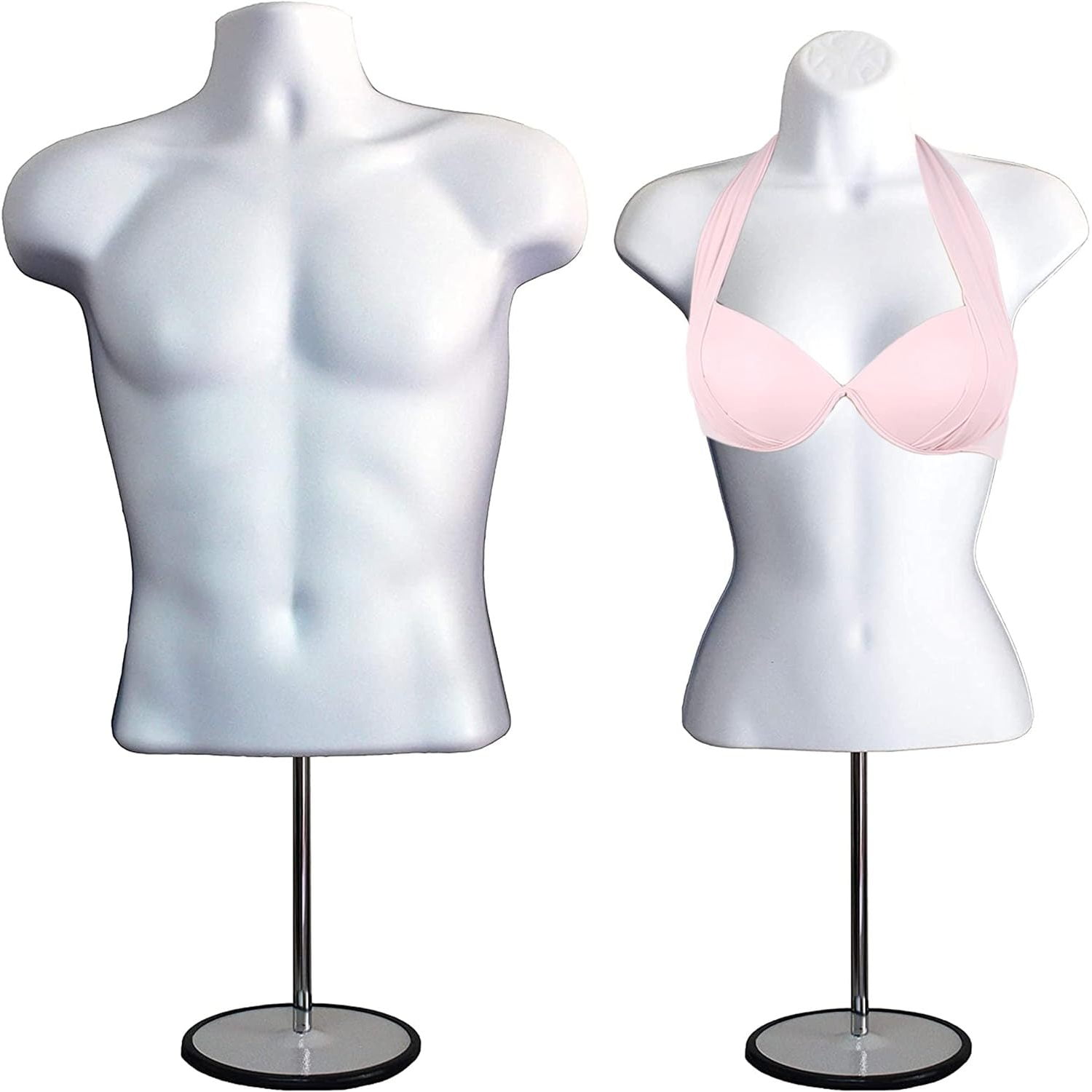 DisplayTown Male Female Mannequin Torso with Stand, Dress Form, Tshirt Display, Hollow Back Body ...