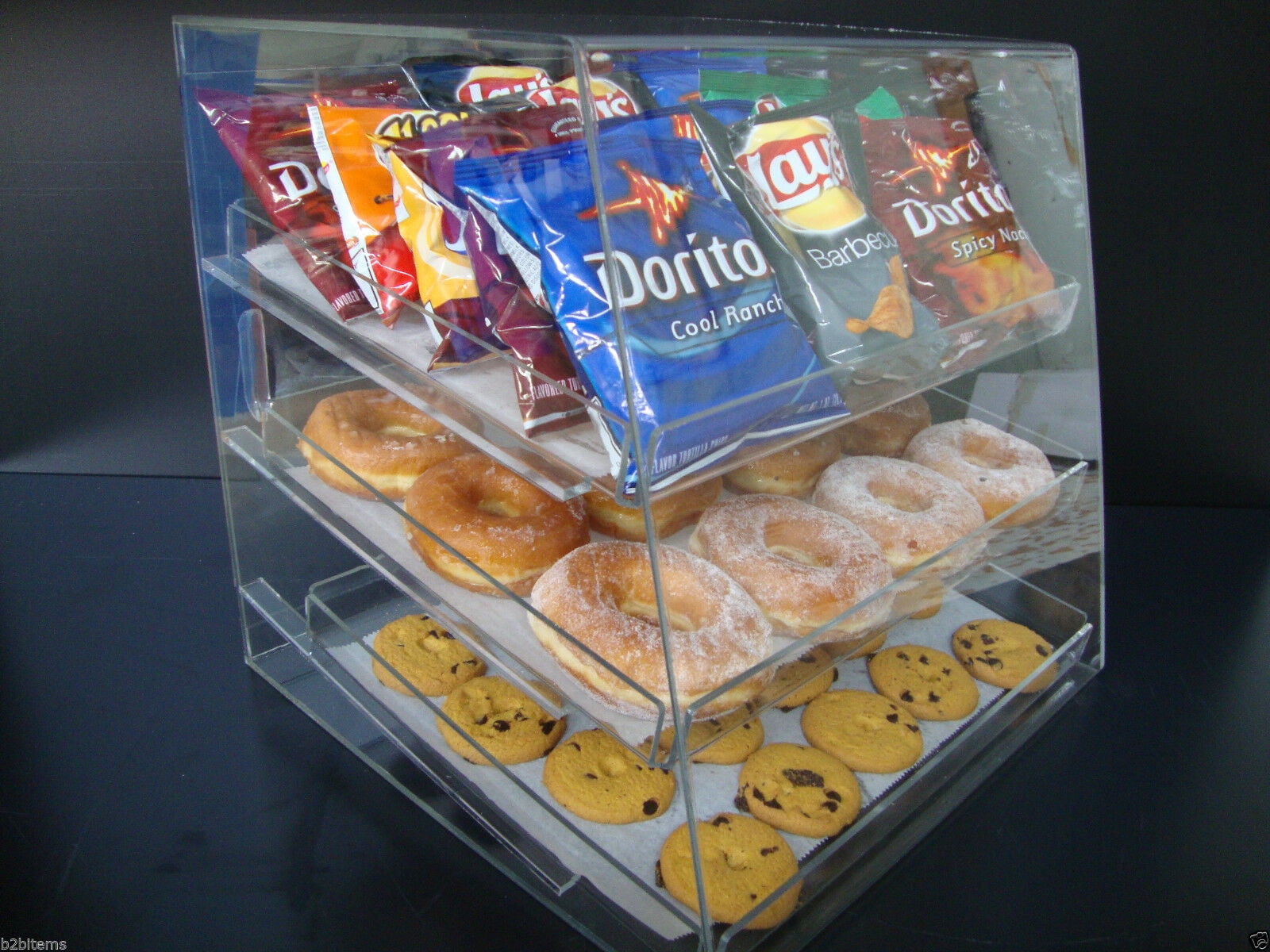 Displays2buy. Acrylic Case w/3 trays Pastry Bakery Donut Bagels Cookie ...