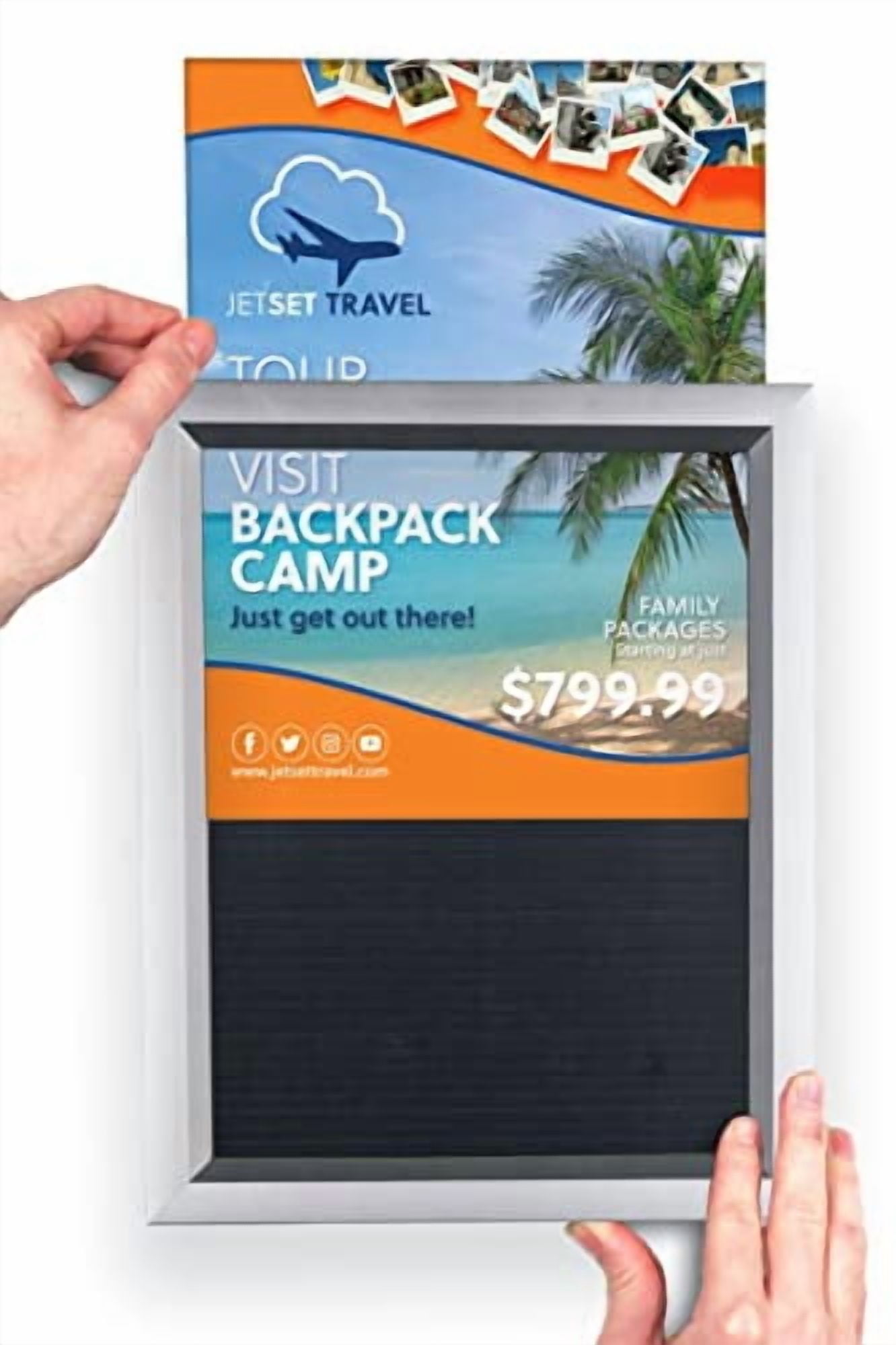 Displays2go 11 x 17 Inch Picture Frames for Wall Mount, Slide-in Design ...