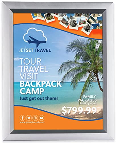 Displays2go 11 x 17 Inch Picture Frames for Wall Mount, Slide-in Design ...