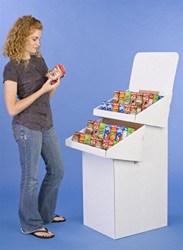 Displays2go 2-Tier Dump Bin for Floor Use, Free-Standing, White ...