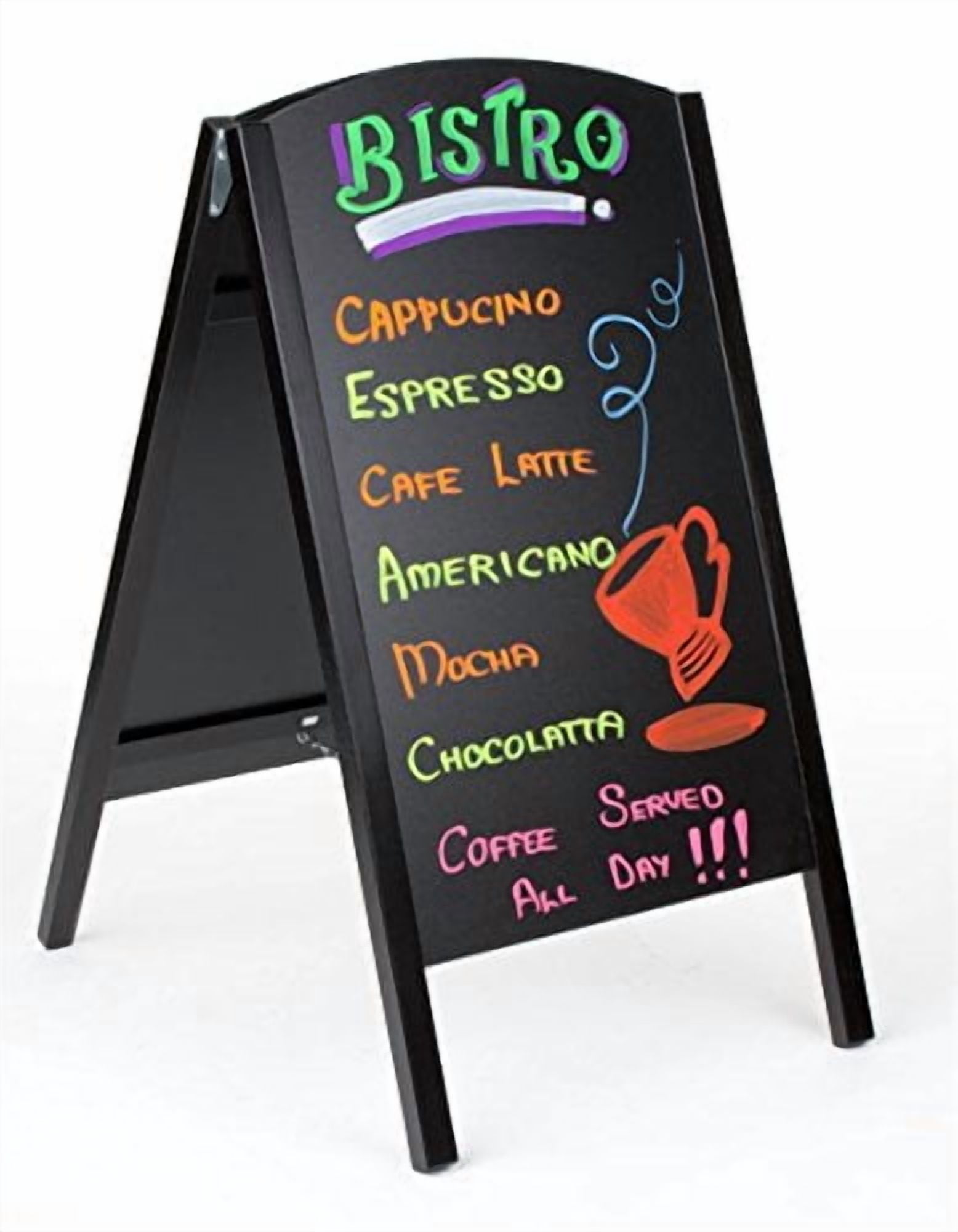 Displays2go 21" x 34" Black A-Frame Chalkboard - Wet Erase Chalkboard ...