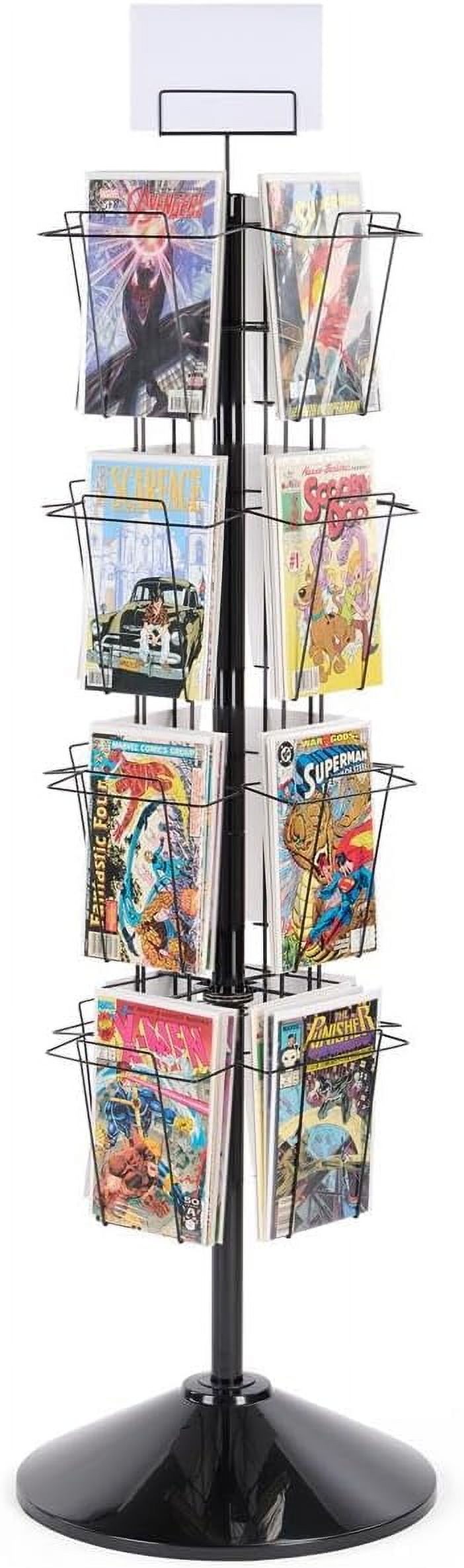 Displays2go 59" Tall Metal Wire Rotating Magazine Rack with 16 Pocket ...
