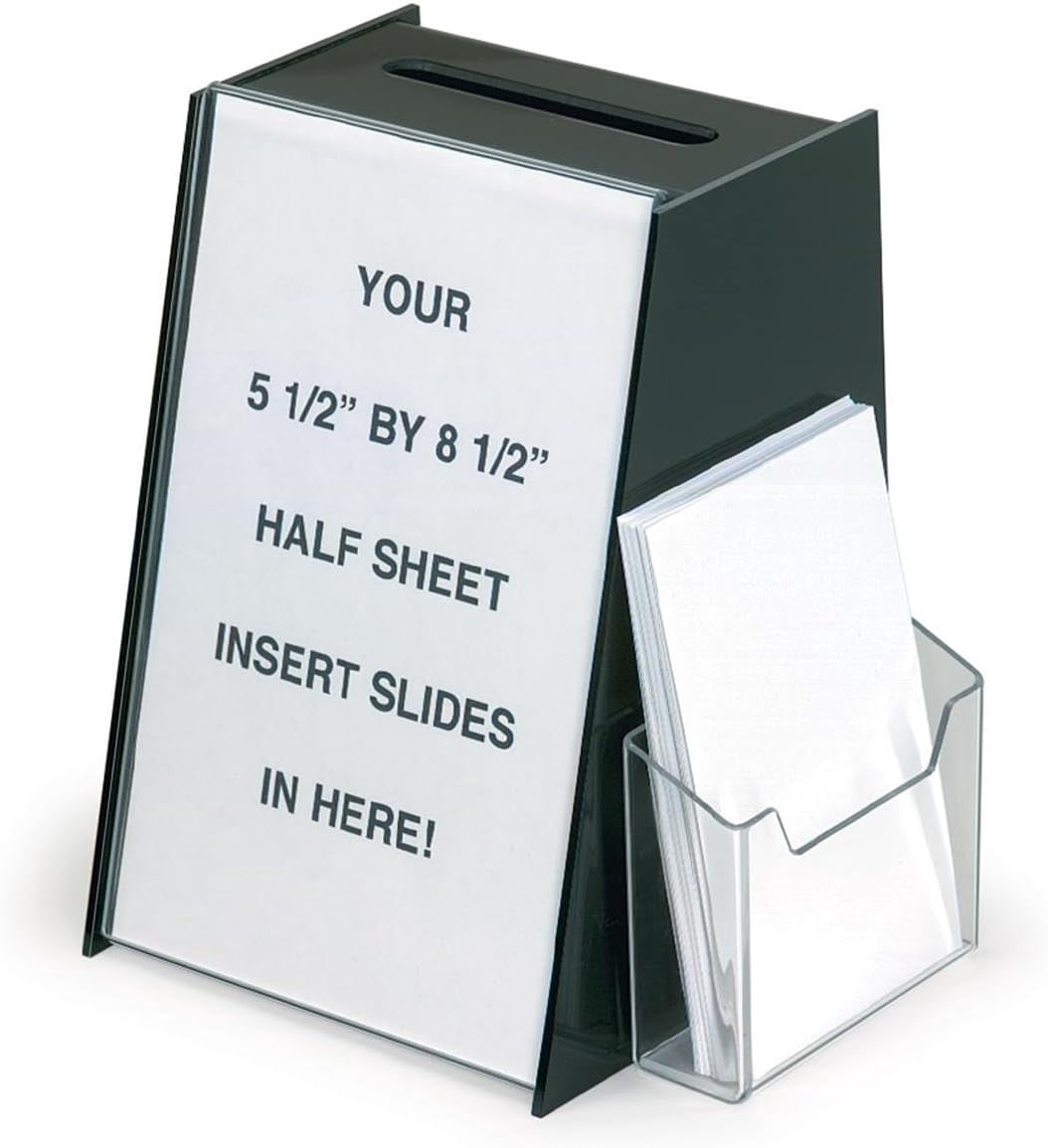 Displays2go Acrylic Ballot Box with 5.5” x 8.5” Sign Holder and ...