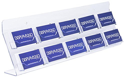 Displays2go BC10CL Tabletop or Countertop Business Card Rack, Slant ...