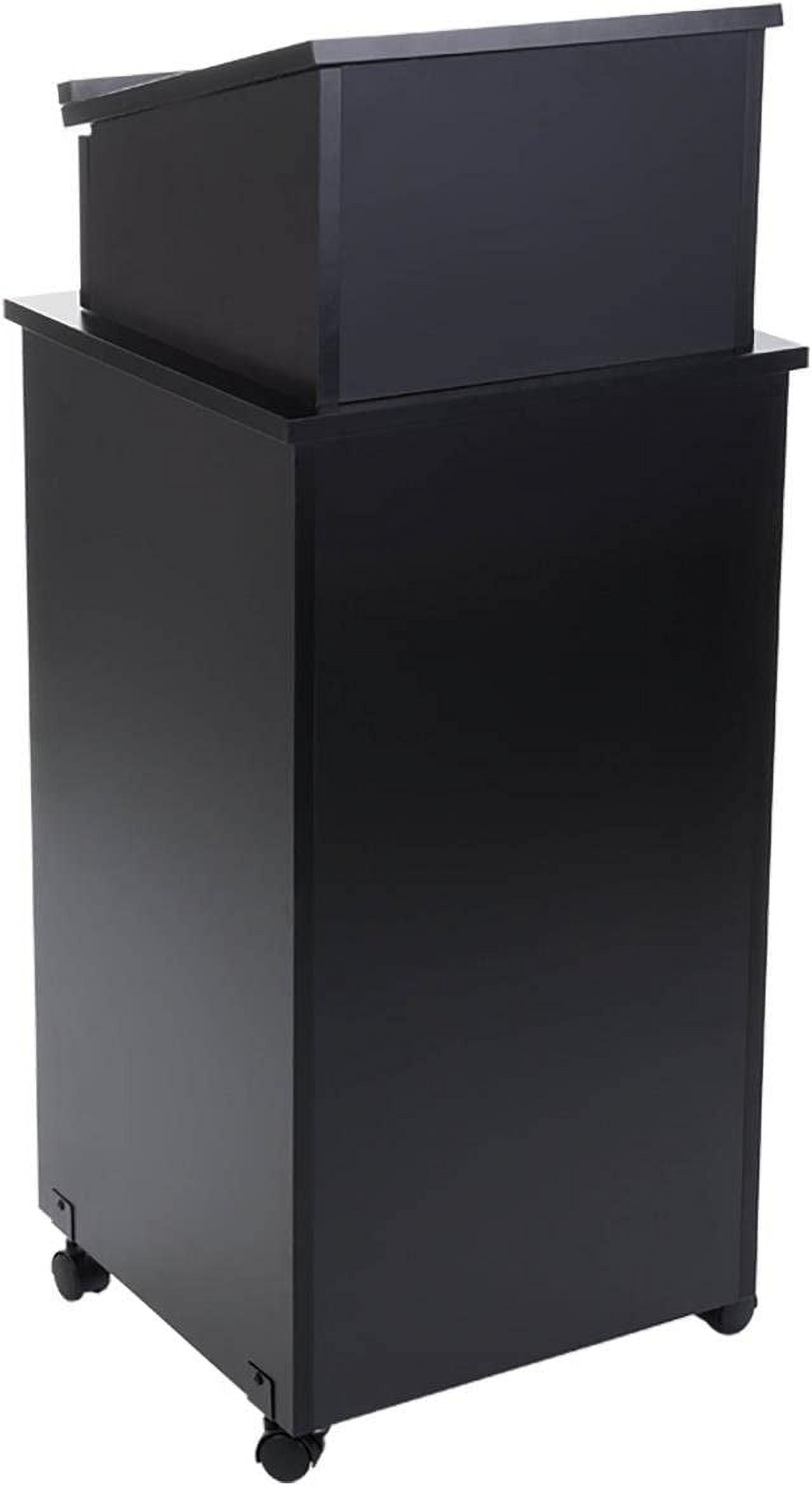 Displays2go Black Speaker Lectern, Elevated Reading Surface, Enclosed ...