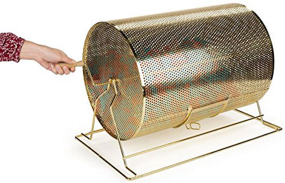 Displays2go Brass Raffle Drum with Wooden Turning Handle for Tabletop ...