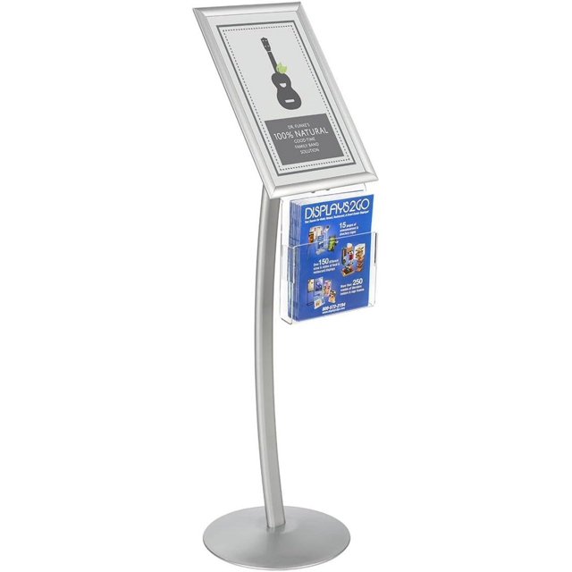 Displays2go CMB17NGW Floor Sign Stand with Literature Pocket, Snap ...
