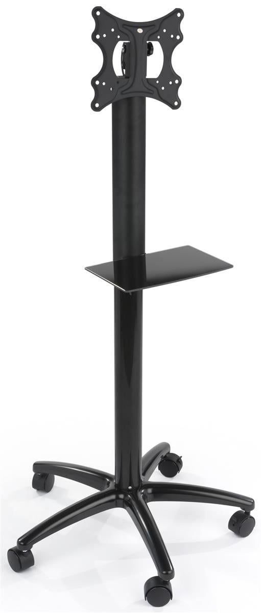 Displays2go Flat Screen Stand with Shelf and Wheels, Floor Standing ...