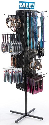 Displays2go Floor Pegboard Spinner Rack, Magnetic, 68" H (Black Steel ...