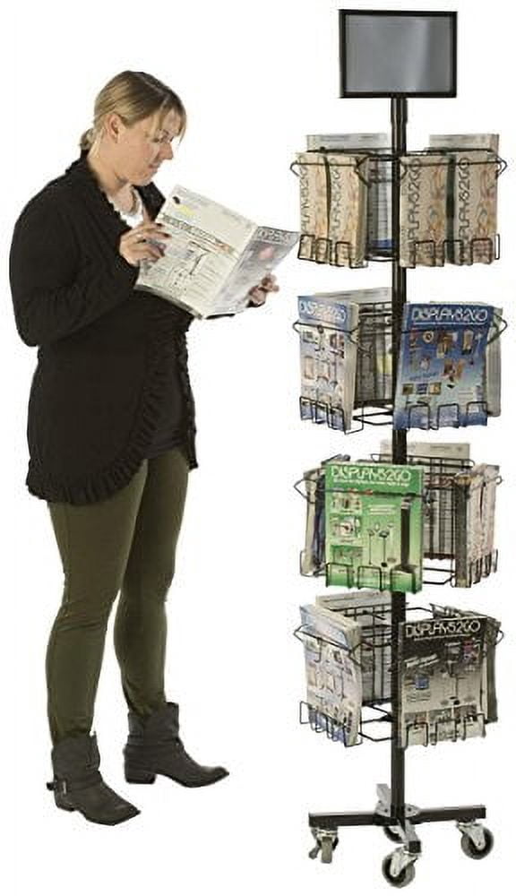Displays2go Floor Standing Portable Literature Rack, 16 Pockets for ...