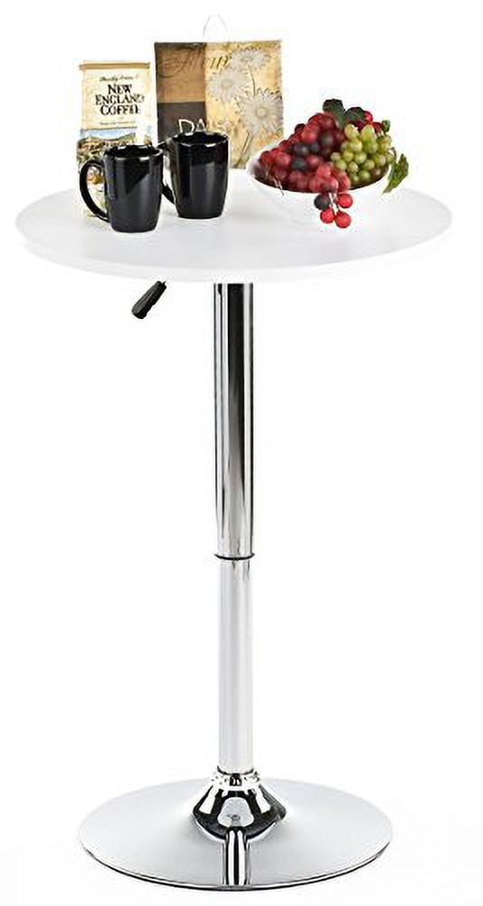 Displays2go Height Adjustable Bar Table, 23.5-inch Round Pub Table with ...