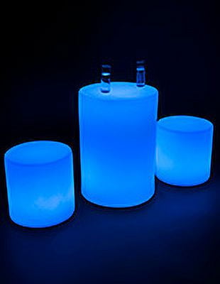 Displays2go Illuminated LED Pub Table Set w/ 2 Circular Stools, 16 ...
