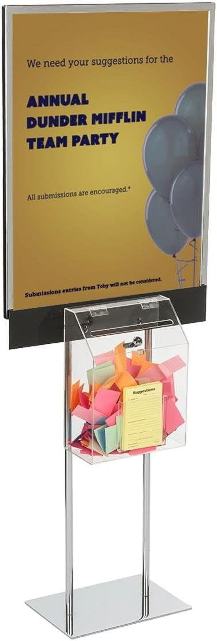 Displays2go Large Locking Ballot Box with Double-Sided Poster Stand ...