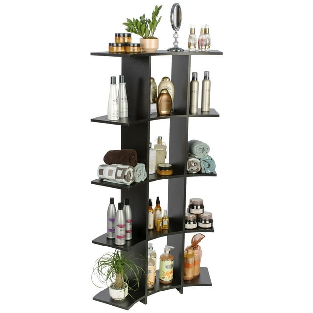 Displays2go MCKD5SBK Open Corner Shelf, 13 Storage Spaces, 34"W x 60"H ...