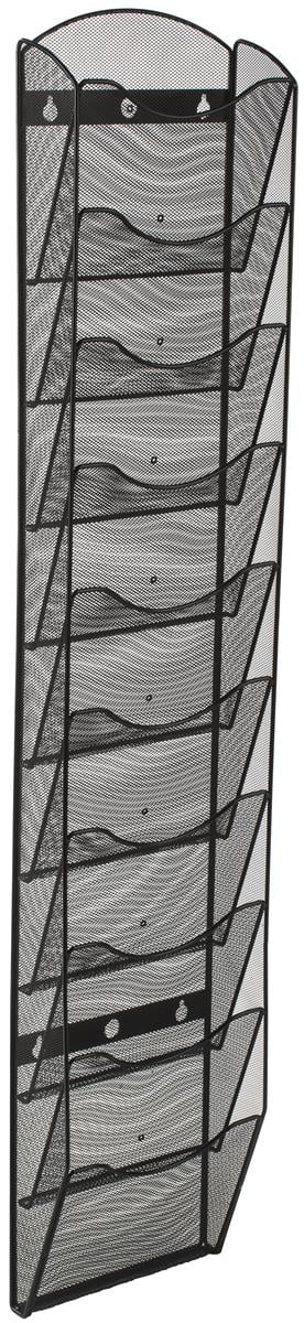 Displays2go Steel Mesh Wall Mount Literature Rack, 10 Pockets, File ...