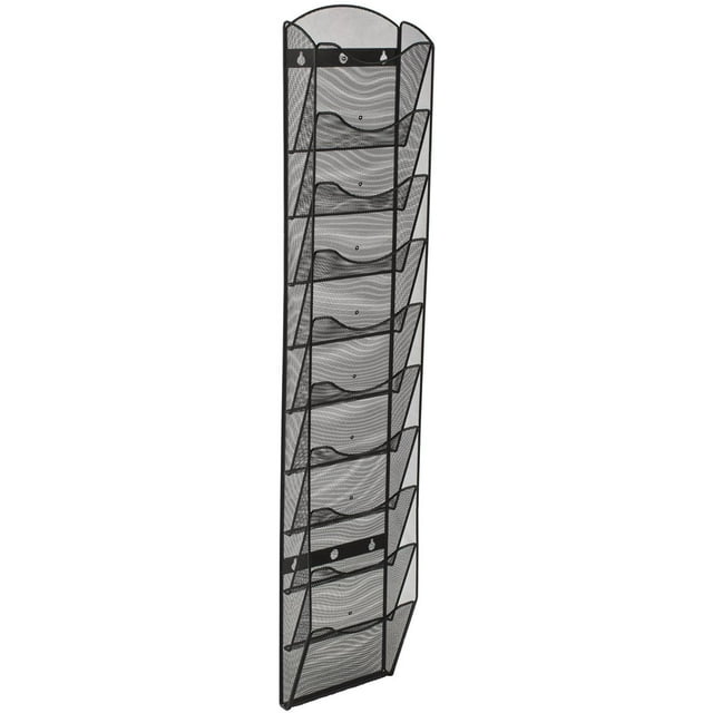 Displays2go Steel Mesh Wall Mount Literature Rack, 10 Pockets, File ...