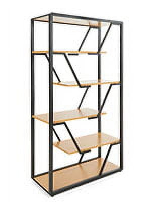 Displays2go Offset Geometric Shelving Unit with Steel Frame, 6 Tiers ...