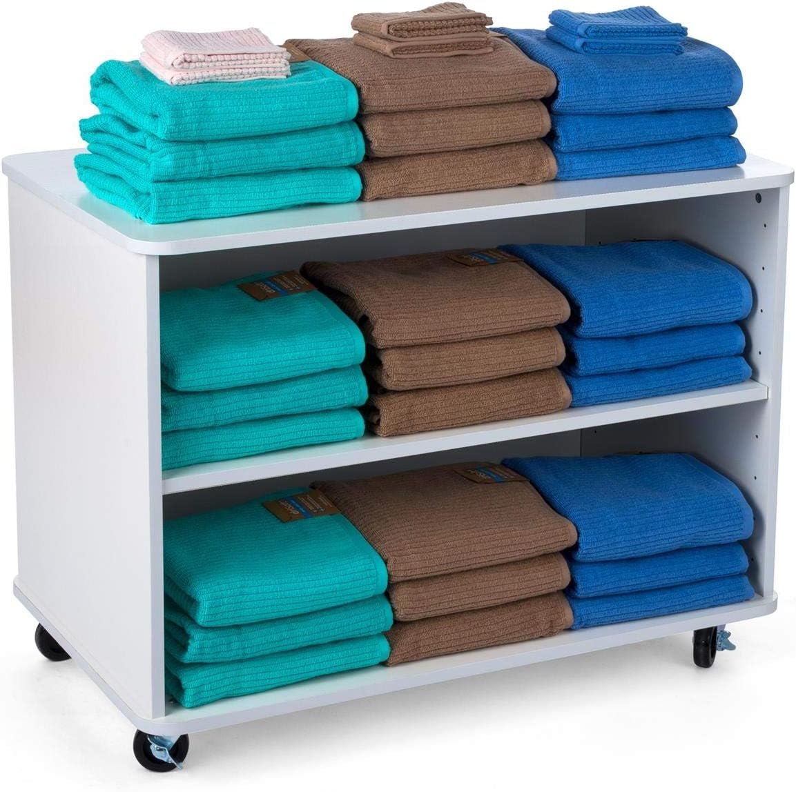 Displays2go Portable Nesting Table with Adjustable Shelving – White ...