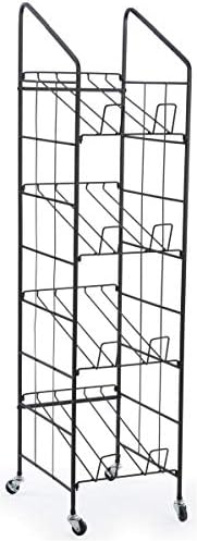 Displays2go Portable Newspaper and Magazine Rack, 4 Angled Shelves ...