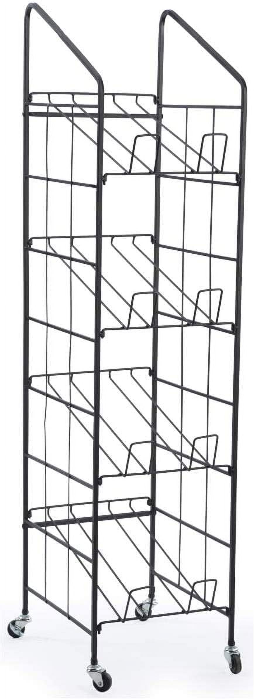 Displays2go Portable Newspaper and Magazine Rack, 4 Angled Shelves ...