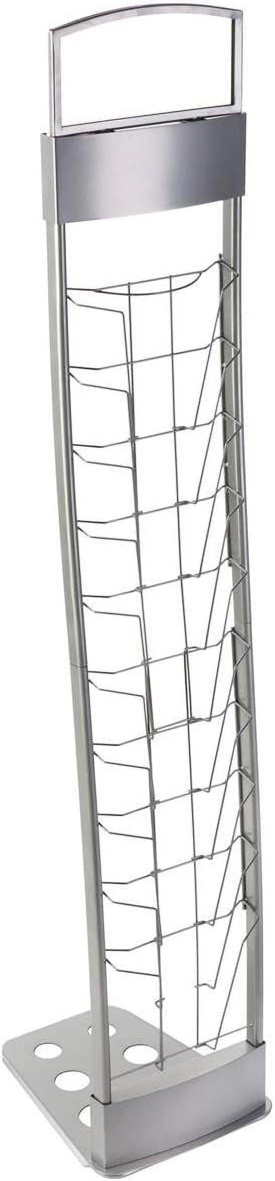 Displays2go Portable Silver Floor Literature Rack Features 10 Pockets ...