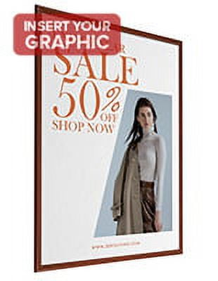 Displays2go Poster Frame for Wall, Snap Open, Non-Glare Lens, Faux Wood ...