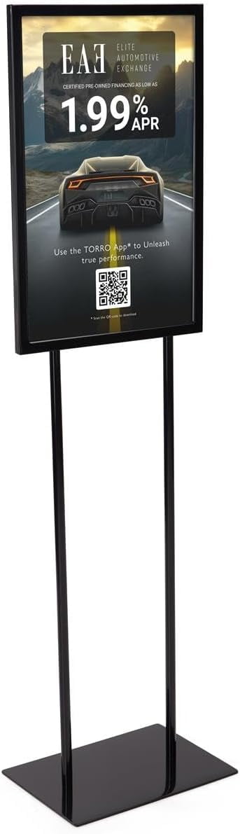 Displays2go Poster Sign Stand 14" x 22", Top Insert, Double-Sided Metal ...
