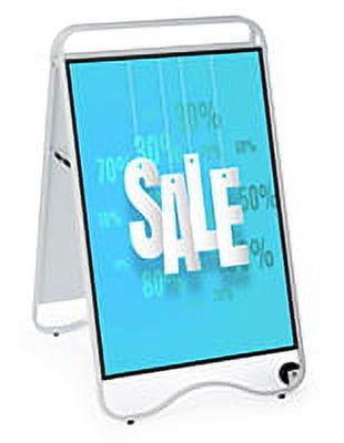 Displays2go Sandwich Sign with Wheels, Steel, Double Sided – White ...