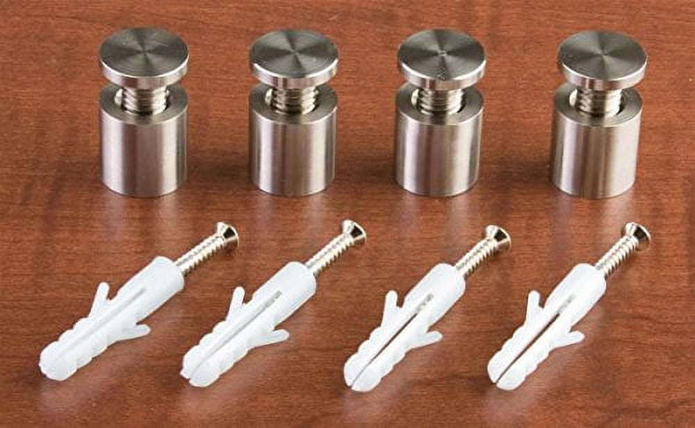 Displays2go (Set of 12 3/4" x 3/4" Stainless Steel Standoff Sign Mounts - 3D Sign Brackets Mount ...