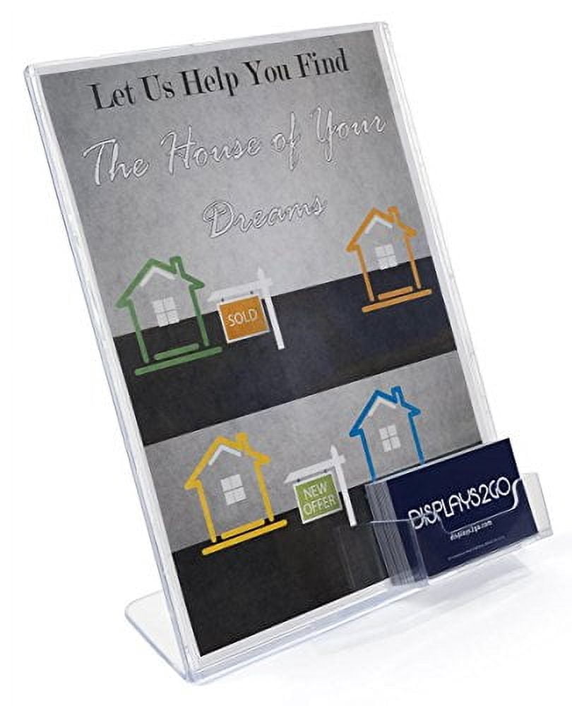 Displays2go Set of 6, Slanted Plastic Sign Frame with Attached Business ...